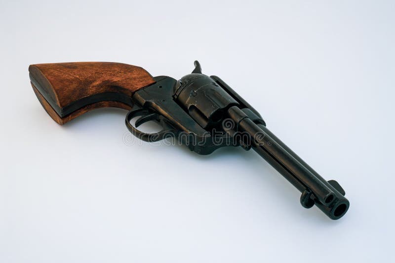 Western Revolver Replica with Wooden Handle Stock Image - Image of ...