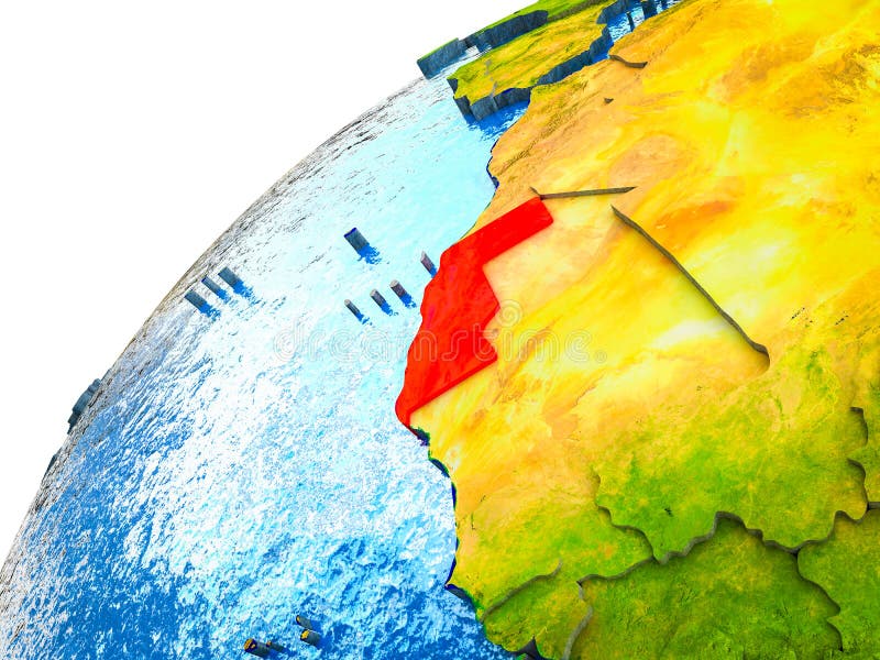 Western Sahara on 3D Earth stock illustration. Illustration of symbol ...