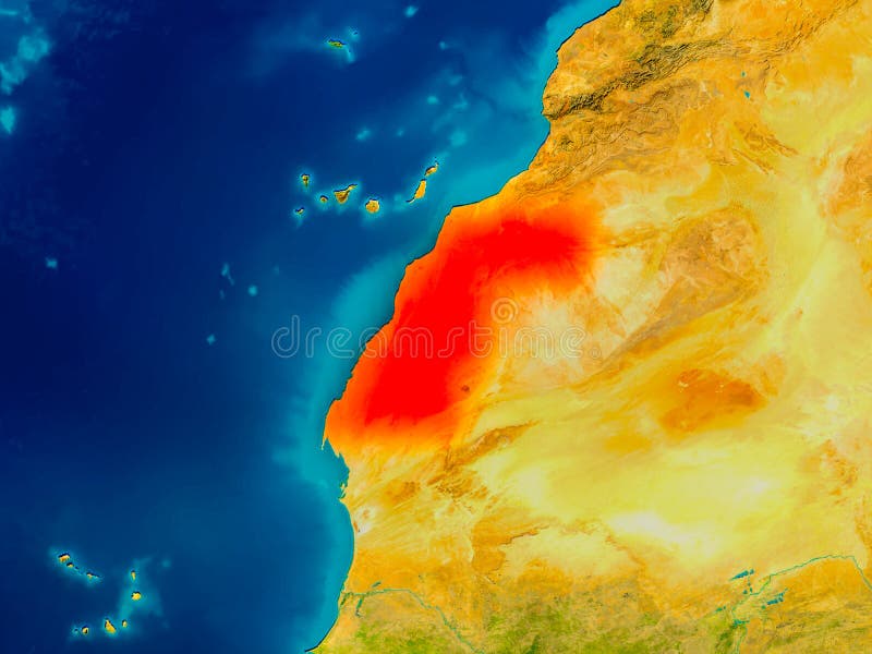 Western Sahara En Mapa Físico Stock de ilustración - Ilustración de ...