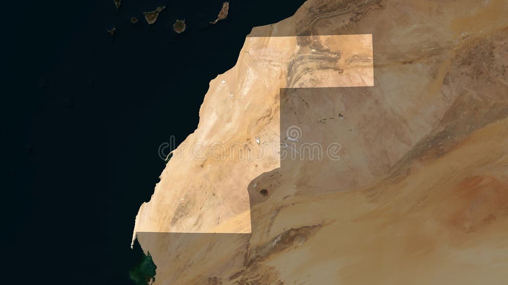 Western Sahara Highlighted. Low-res Satellite Stock Illustration ...