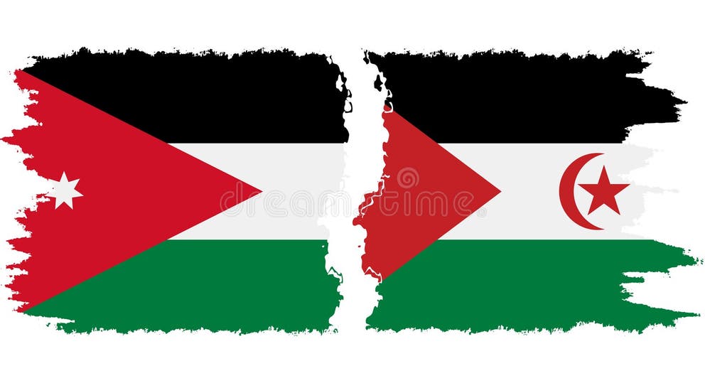 Western Sahara and Jordan Grunge Flags Connection Vector Stock Vector ...