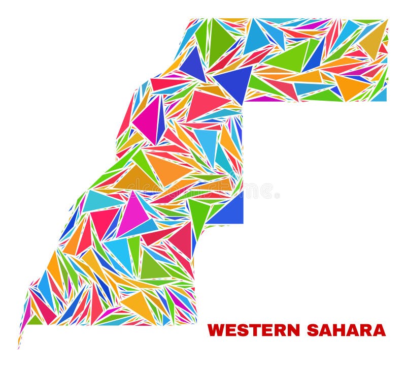 Western Sahara Map - Mosaic of Color Triangles Stock Vector ...
