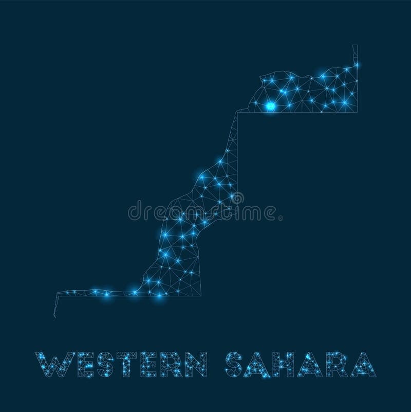 Western Sahara Network Map. Stock Vector - Illustration of fractal ...