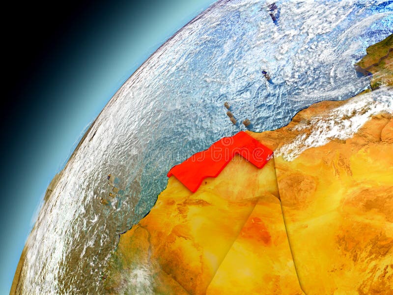 Western Sahara from Orbit of Model Earth Stock Illustration ...