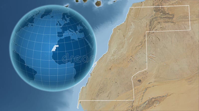 Western Sahara and Globe. Satellite Stock Video - Video of border ...