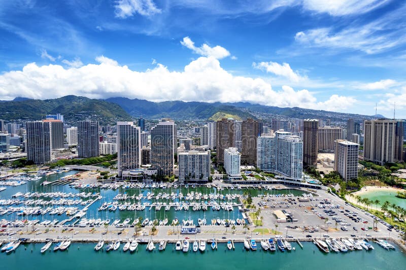 Western Side of Waikiki and the Ala Wai Harbor in Honolulu, Hawaii ...