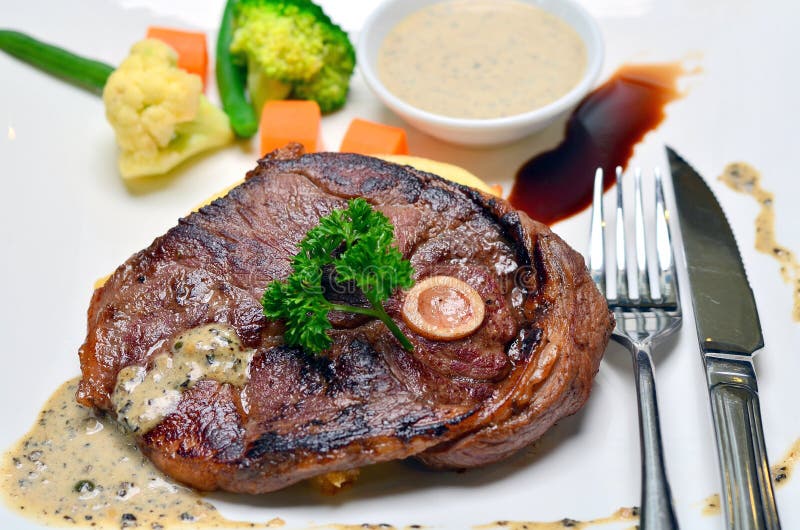 Western Style Beef Steak with Sauce. Stock Photo - Image of western ...