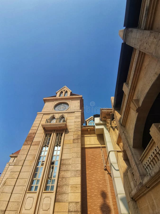 Western Style Building Under Blue Sky Stock Image - Image of patterns ...