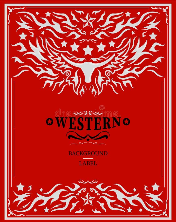Western Style Label Design, Rodeo Post Elements. Stock Vector ...