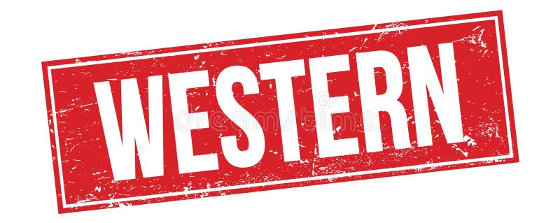 WESTERN Text on Red Grungy Rectangle Stamp Stock Illustration ...