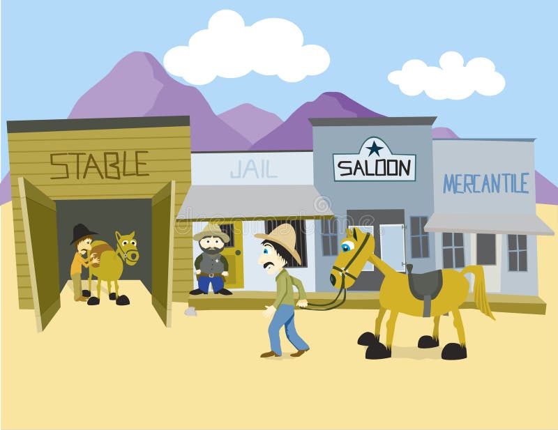 Facade of Old Western Frontier Town Stock Vector - Illustration of ...