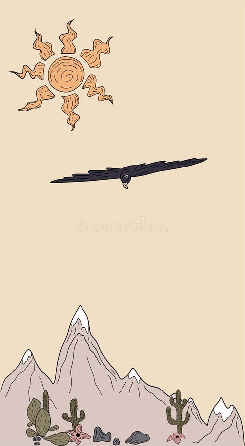 Western Vibes Card Eagle Sun Mountain Landscape Stock Vector ...