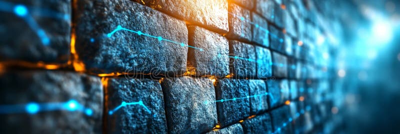 Western Wall Connected by Blue Dotted Network Symbol of Innovation and ...