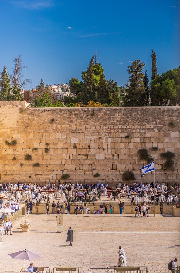 Western Wall or Wailing Wall Editorial Stock Image - Image of famous ...