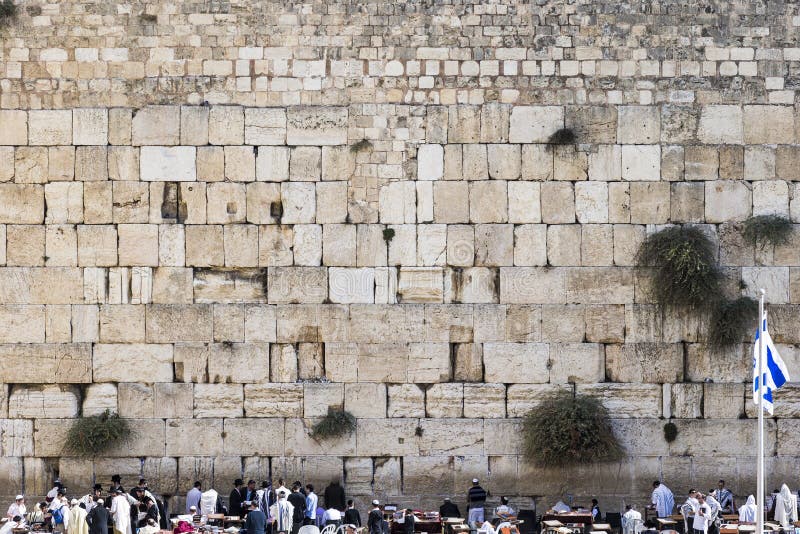 The Western Wall in Jerusalem with State Flag of Israel. Editorial ...