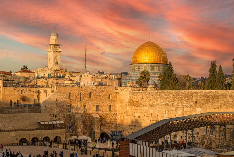 Western Wall Plaza, the Temple Mount at Sunset, Jerusalem Stock Image ...