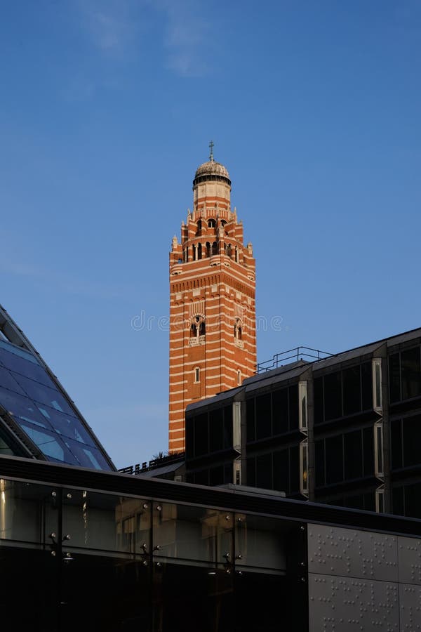 Westminster Cathedral Tower Over Modern Building Skyline Stock Image ...