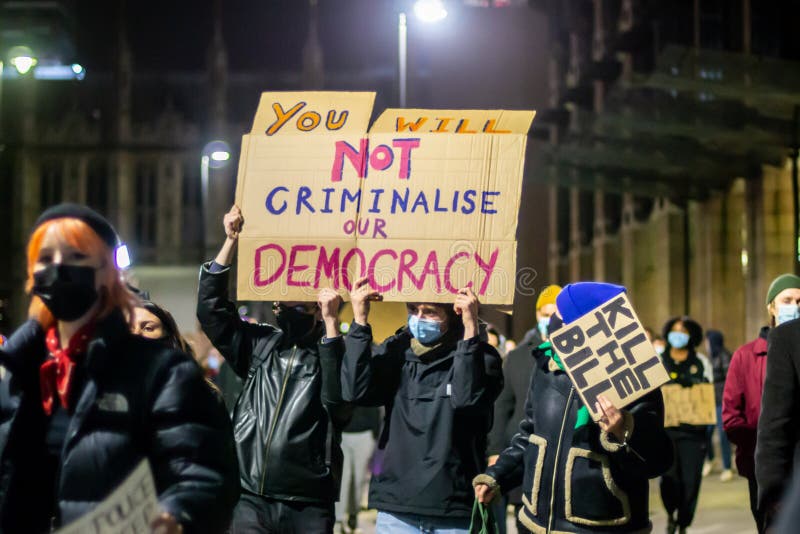 WESTMINSTER, LONDON, ENGLAND- 16 March 2021: Protesters at the KILL the ...
