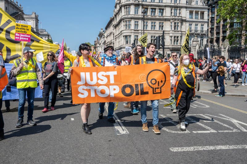 WESTMINSTER, LONDON - 27 May 2023: Just Stop Oil at a Kill the Bill ...