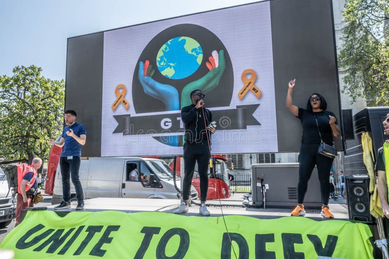 WESTMINSTER, LONDON - 27 May 2023: Protester Giving a Speech at a Kill ...