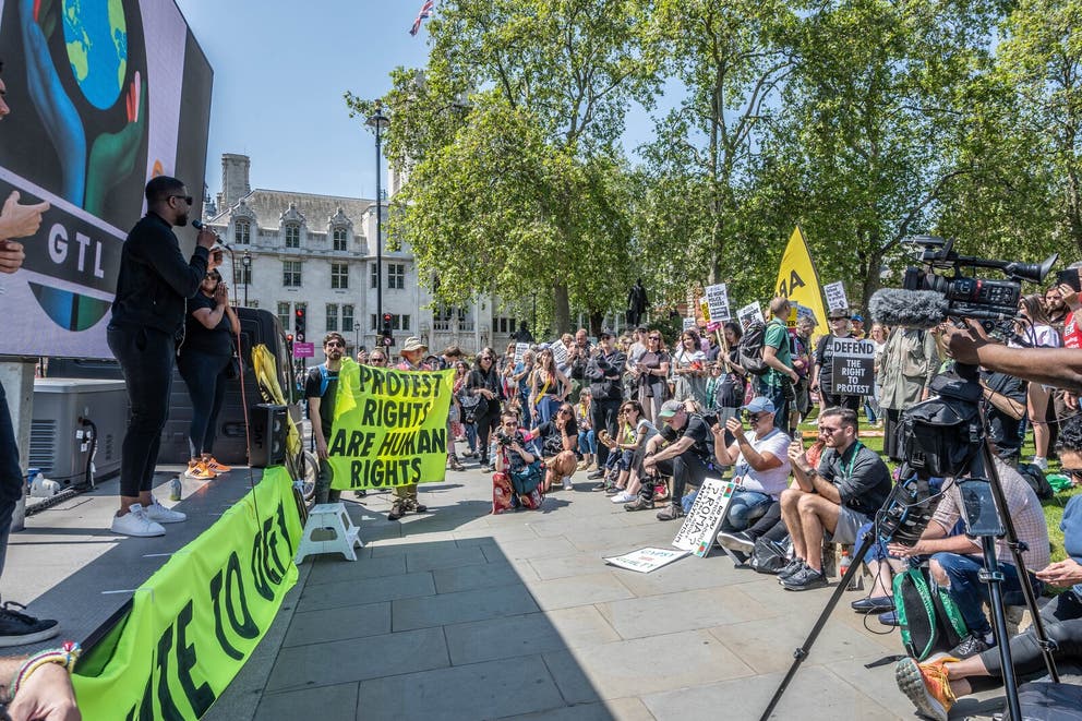 WESTMINSTER, LONDON - 27 May 2023: Protesters Marching at a Kill the ...