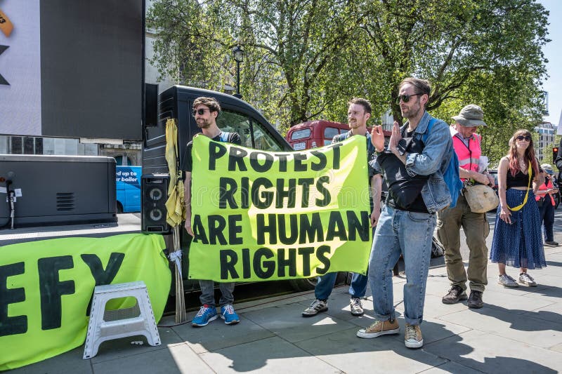 WESTMINSTER, LONDON - 27 May 2023: Protesters Marching at a Kill the ...