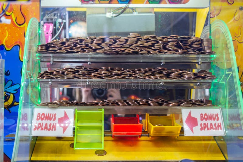 WESTWARD HO!, DEVON, ENGLAND - 21 June 2021: 2p Arcade Machine in ...