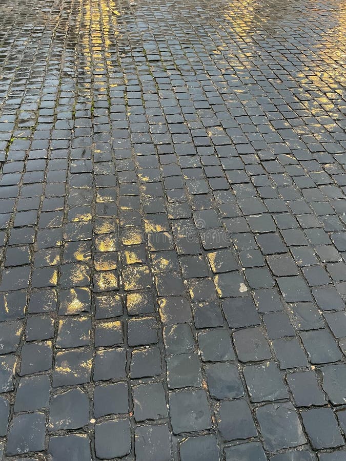 Wet Ancient Stone Floor with Light Reflections Stock Photo - Image of ...