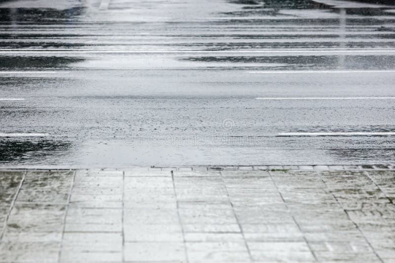 Wet Asphalt City Road after Rain Stock Photo - Image of city, asphalt ...