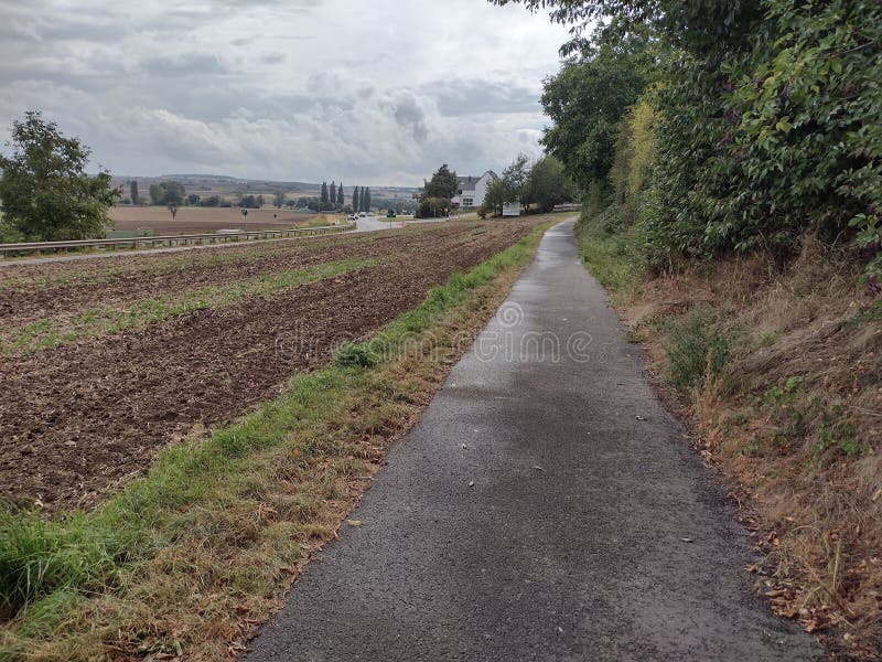 Wet Way into an Eifel Village in the Rain Stock Image - Image of season ...