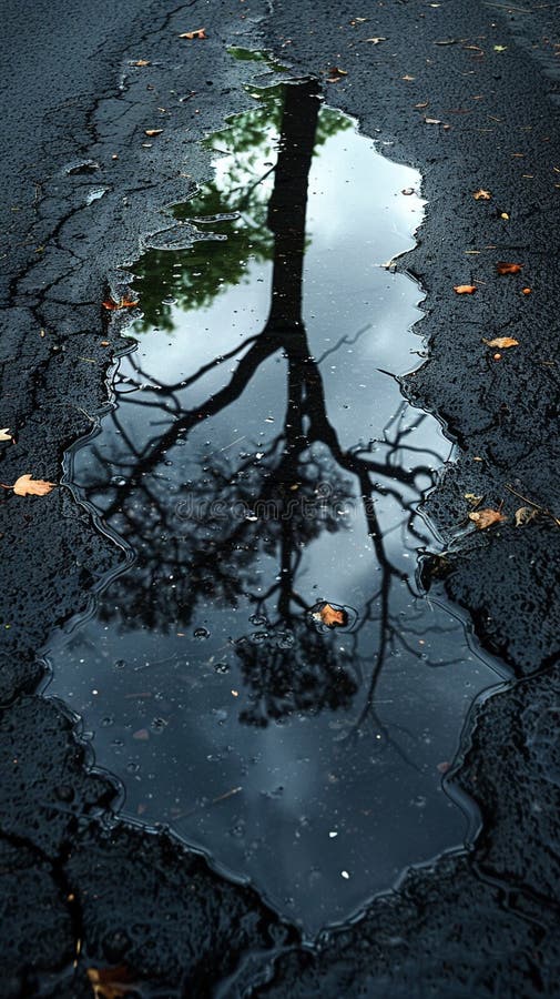 Wet Asphalt after Rain with Reflections Stock Image - Image of chill ...