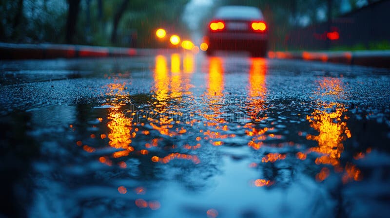 Wet Asphalt after Rain with Reflections Stock Photo - Image of dreary ...