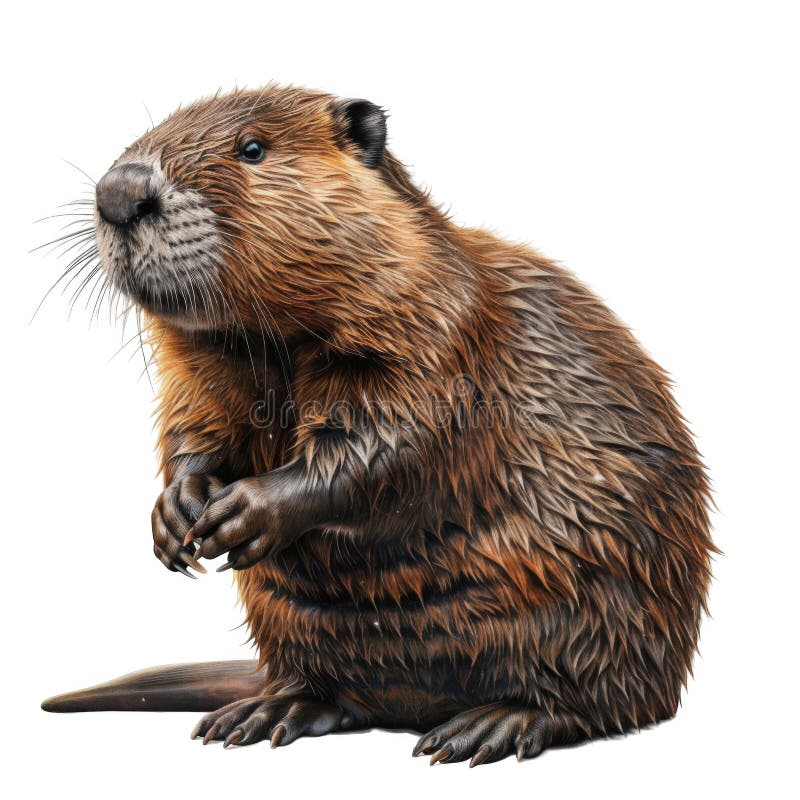 A Wet Beaver with Brown Fur and Whiskers Stock Photo - Illustration of ...