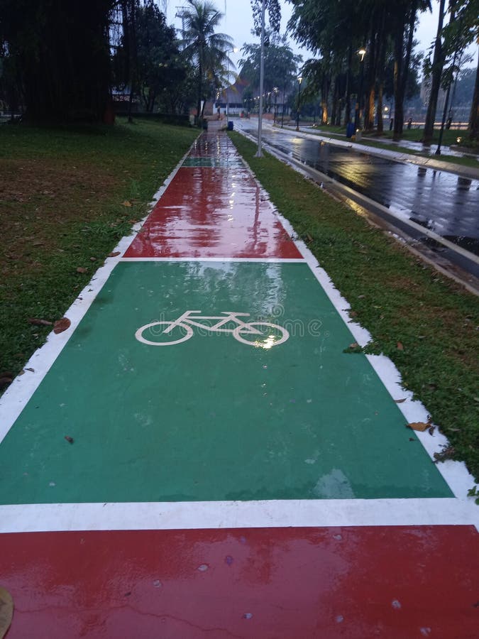 Rain on the bicycle track stock photo. Image of asphalt - 21287658