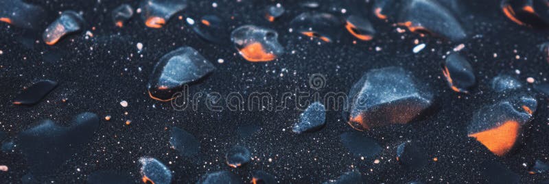 Wet Black Sand Creates a Reflective Mirror-like Surface during Twilight ...