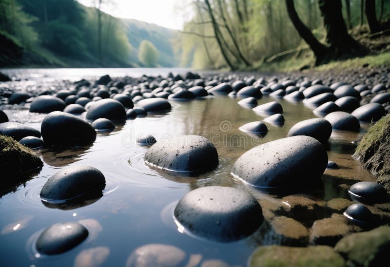 Wet Black Stones with Water Droplets Stock Illustration - Illustration ...