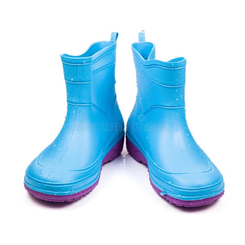 Wet blue rubber boots stock image. Image of water, pair - 258052671
