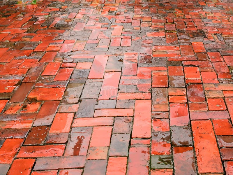 Wet Brick Surface with Rain Drops on it Stock Photo - Image of orange ...