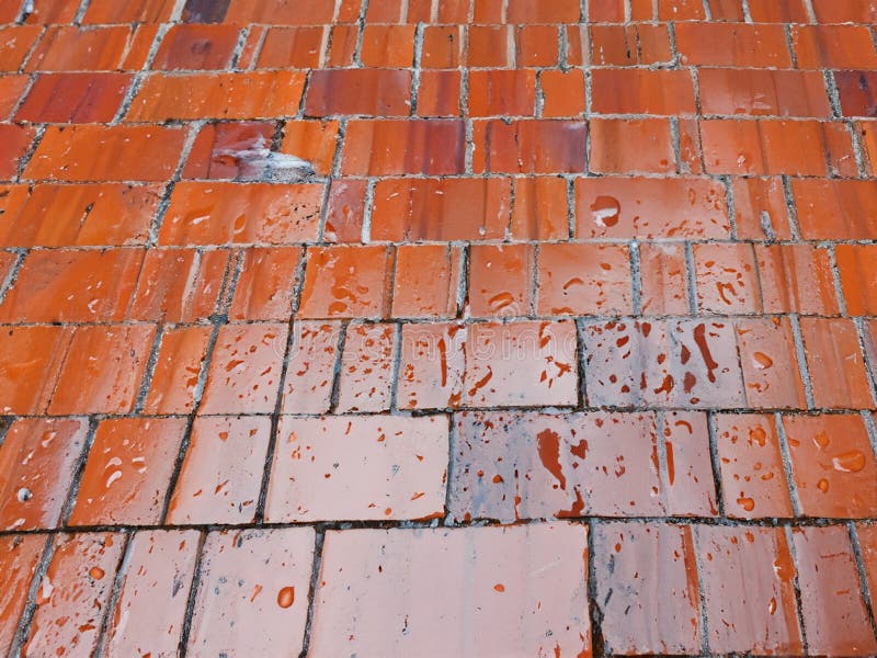 Wet Brick Surface with Rain Drops on it Stock Image - Image of building ...