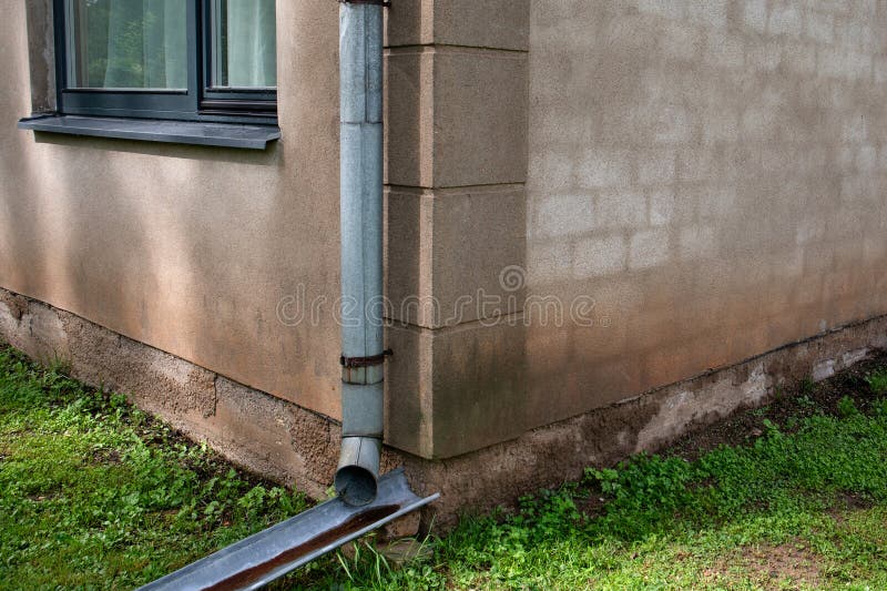 Wet Building Facade. Rain, Wind and Weather Conditions Stock Photo ...