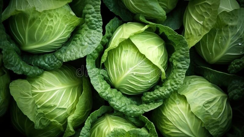 Wet Cabbage with Drops of Water Stock Illustration - Illustration of ...