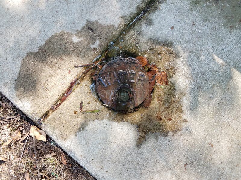 Wet Cement Sidewalk with Water Utility Access Panel Stock Image - Image ...