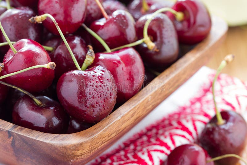 Wet Cherries closeup stock image. Image of bowl, group - 25779933