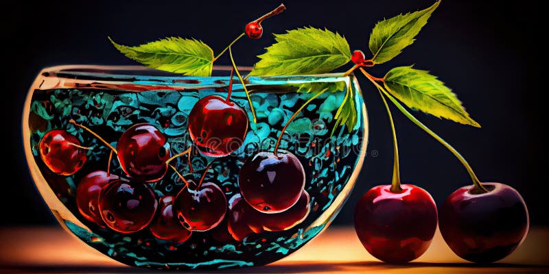 Wet cherries and water. stock illustration. Illustration of ingredient ...