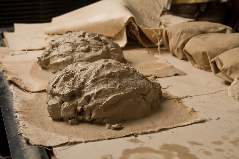 Wet Clay on Canvas in Artisan Pottery Studio Stock Image - Image of ...