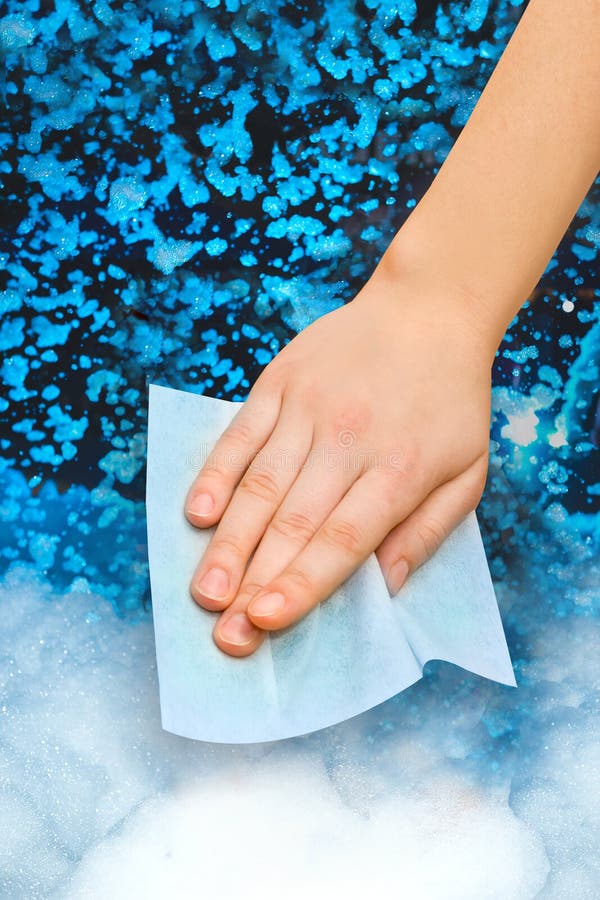 Hand with wet wipe stock image. Image of cleaning, hygiene - 16992971