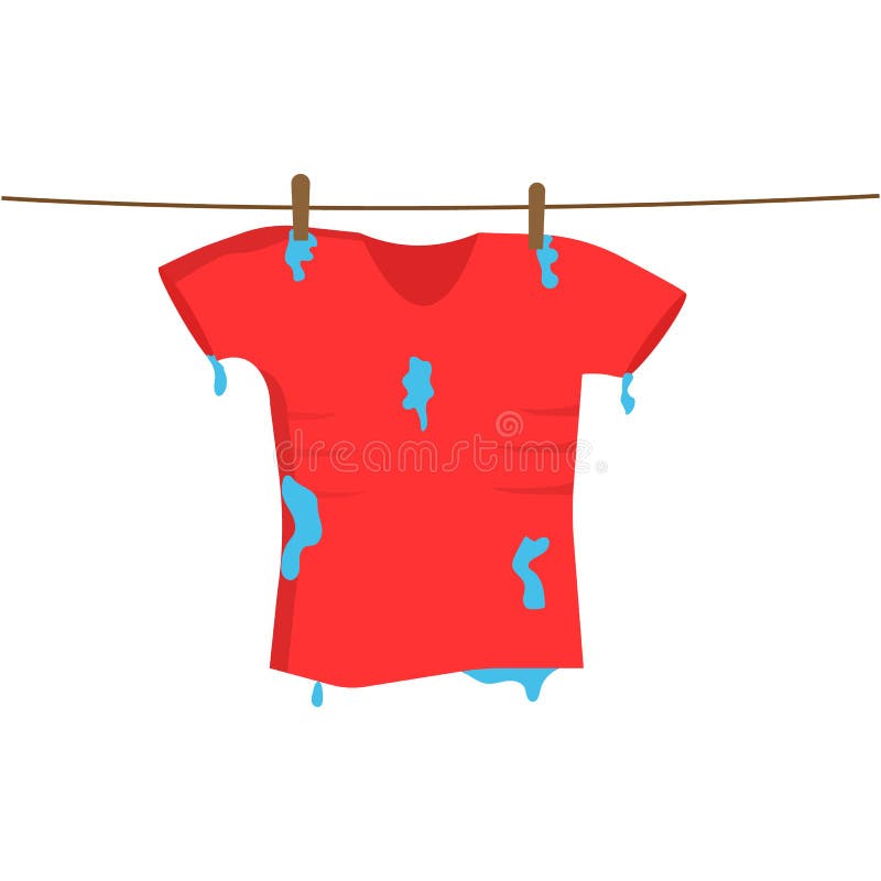 Wet Clothes Illustration. T-shirt are Hanging and Drying Stock Vector ...