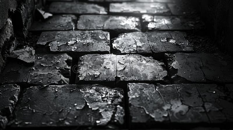 Wet Cobblestone Pathway stock illustration. Illustration of rain ...