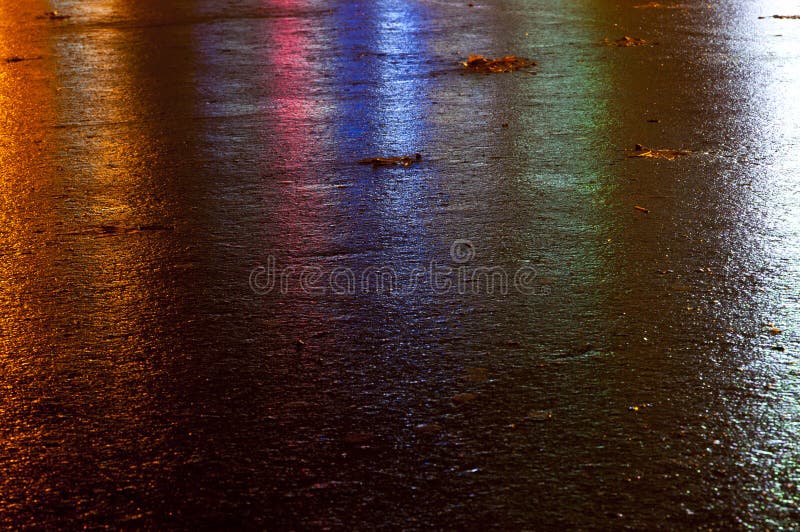 Wet Colored Asphalt. Road Texture. Stock Photo - Image of porous, neon ...