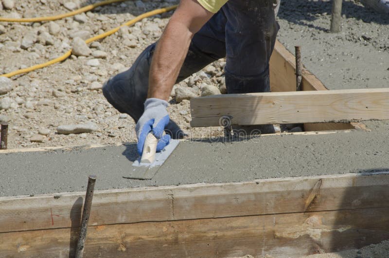 Floating Concrete in a Foundation Stock Image - Image of base, hand ...